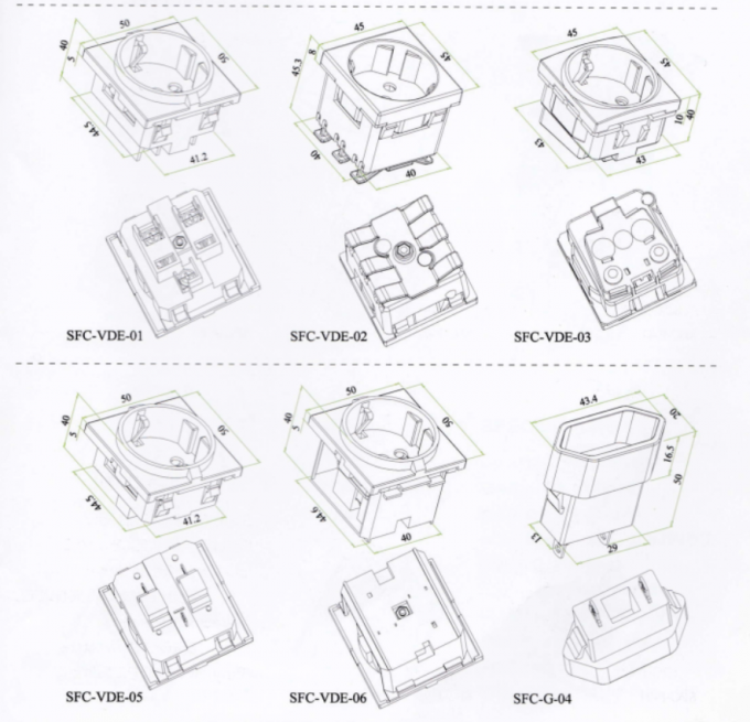 Multi Color Germany European Wall Plug , European Electrical Outlet ...