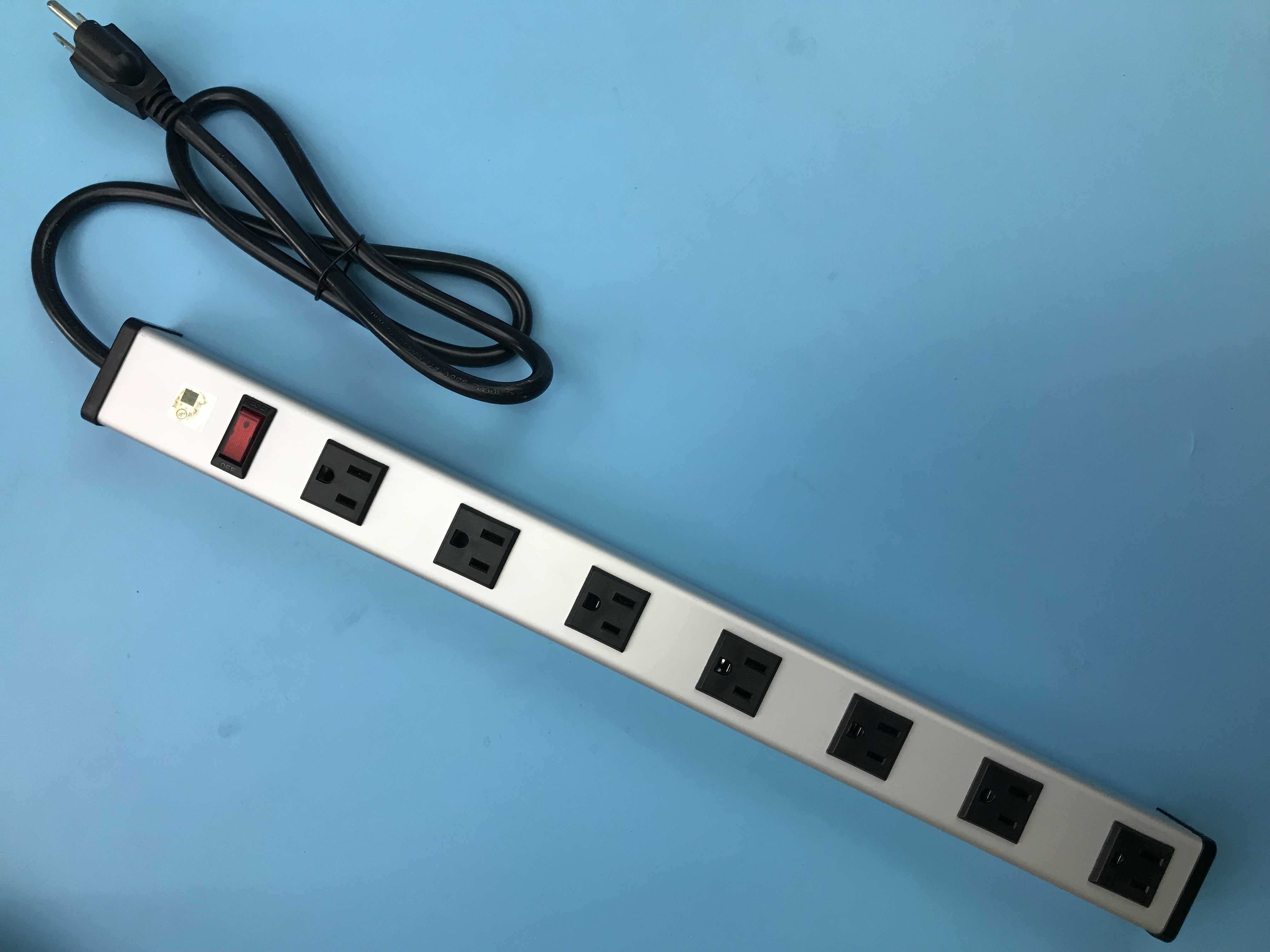 UL Certificated 7 US Outlet Power Bar With Switch Aluminium Alloy Shell
